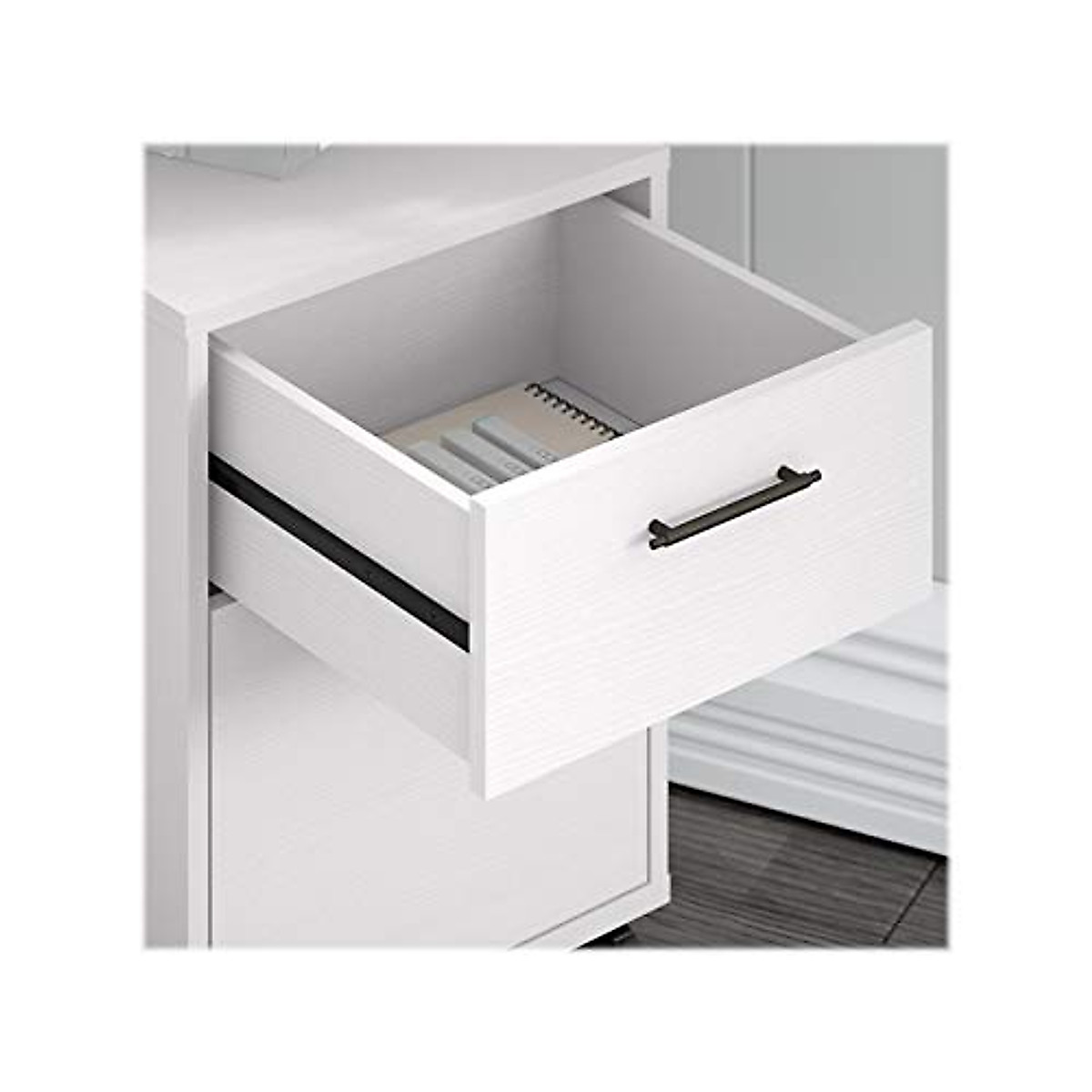 Bush Furniture Key West Computer Desk with Storage and 2 Drawer Mobile File Cabinet, 54W, Pure White Oak