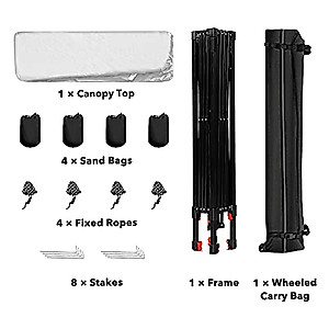 KAMPKEEPER Pop up Canopy Tent 10'x10',with 4 Sand Bags, Air Vent on The Top,UPF 50+ and Waterproof Top 3 Adjustable Height with Roller Bag and 8 Stakes, Outdoor Insant Canopy