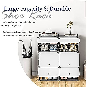 Aeitc Shoe Rack 24 Pairs Shoe Organizer Narrow Standing Stackable Shoe Storage Cabinet Space Saver for Entryway, Hallway and Closet,Black