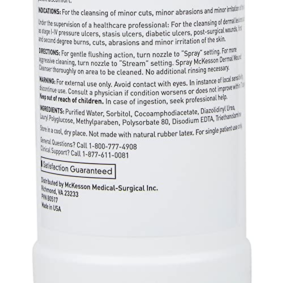 McKesson Dermal Wound Cleanser, Non-Sterile, Non-Cytotoxic, Rinse-Free Formula, 8 fl oz, 1 Count