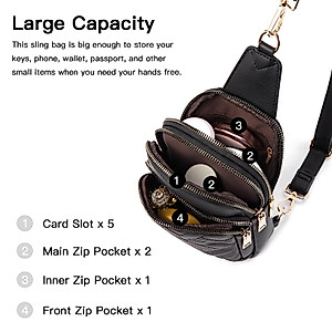 Telena Sling Bag for Women Crossbody Bags Fanny Packs for Women Cross Body Waist Pack with Detachable Strap Black