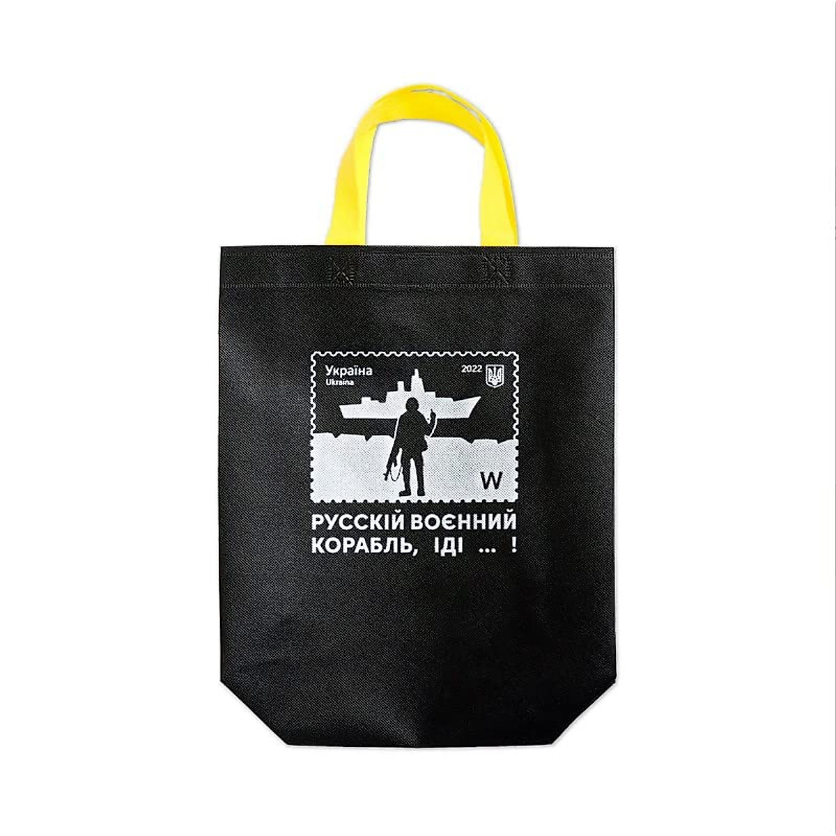 Russian Warship Go F yourself Country Classic Tote Shopper Bag for Women And Men Made in Ukraine (BLACK)