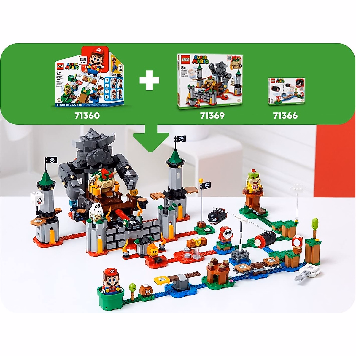 LEGO Super Mario Bowser’s Castle Boss Battle Expansion Set 71369 Building Kit; Collectible Toy for Kids to Customize Their Super Mario Starter Course (71360) Playset (1,010 Pieces)