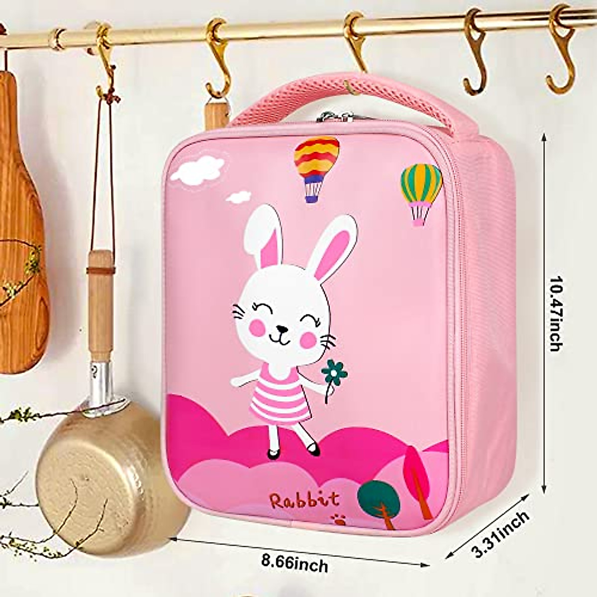 Spoilu lunch Box for Kids, School Insulated Lunch Bags for Boys and Girls - Double Insulated, Durable, Water-Resistant Fabric, Rabbit