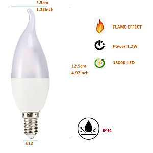LED VIVID FLAME-6 Pack 1800K LED flame effect light bulb with FCC Certification,E12 flicker flame candelabra bulb,for Hotel/Garden/Coffee/Festival Decoration.