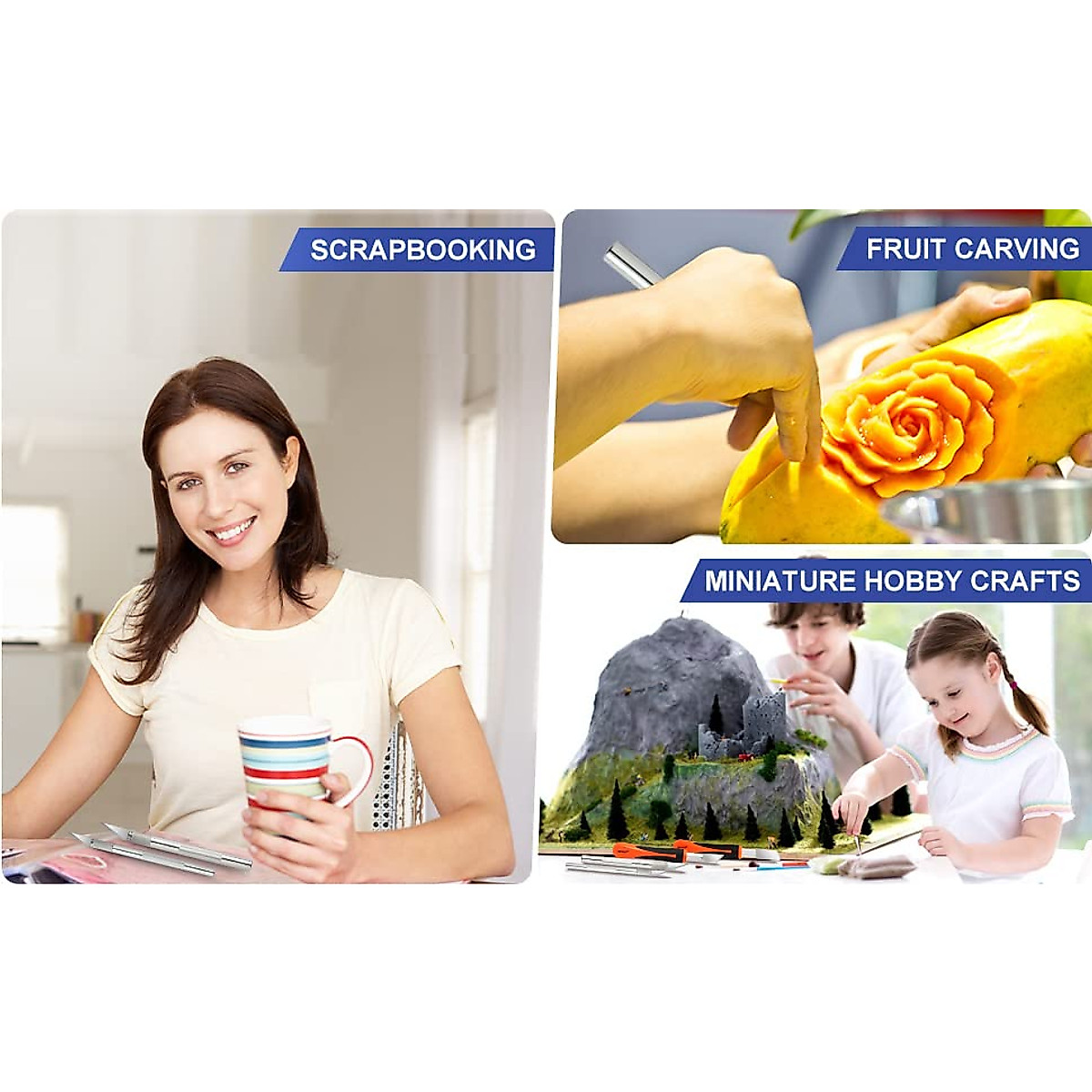 18pc Precision Utility Craft Knife Set - Premium Hobby Knife Cutting Tool with Sharp Blades for Architectural Models, Carving Pumpkins / Stencils, Paper / Leather/vinyl Crafts, Miniatures by Bovulo