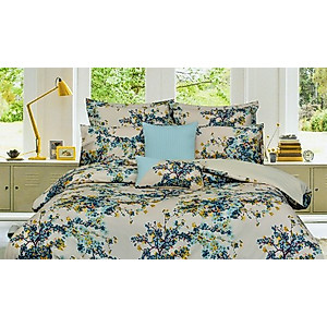 Tribeca Living Casablanca 5-Piece Cotton Floral Duvet Cover Set, King/California King