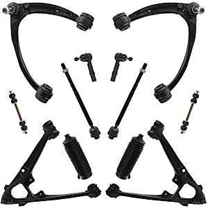 TRQ Front Steering & Suspension Kit Control Arm with Ball Joint Steering Rack & Pinion Bellow Sway Bar Stabilizer Link Tie Rod Compatible with Cadillac Chevrolet GMC
