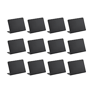 Mini Chalkboards Signs Table Signs L Shaped Wordpad Slate Board Food Signs Wedding Party Decor Erasable Small Blackboard Message Black Board, 10x7.5cm 12pcs