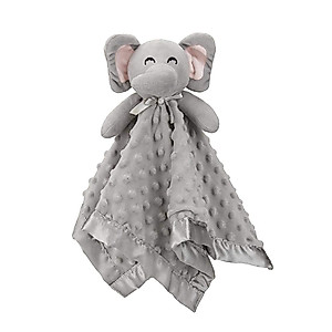 Pro Goleem Grey Elephant Security Blanket and Gray Soft Minky and Satin Baby Blanket