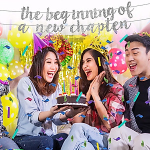 The Beginning of a New Chapter Banner Decorations, Farewell Party Decorations, Graduation Banner Glitter Silver, Farewell Banner for Housewarming, Retirement, Graduation, Moving