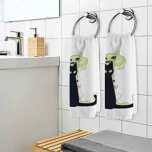 Funny Halloween Hand Towels for Bathroom Decorative White Cotton Hand Towel Set 2 Pack Monogrammed L