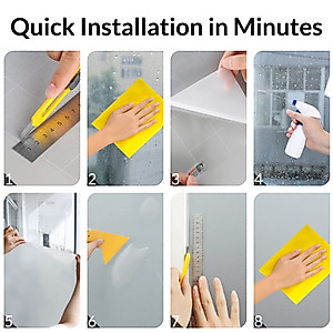Haton Window Privacy Film, Frosted Glass Window Film, Bathroom Opaque Window Coverings, Decorative Static Cling Removable Window Sticker for Home Office, Non Adhesive, 17.5 x 78.7 Inches