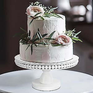 Wood Cake Stand, Cupcake Stand with Pedestal Stand, White Cake Stands for Dessert Table/Party/Wedding/Baby Shower/Afternoon Tea, Round Decorative Cake Holder Plate for Farmhouse Décor