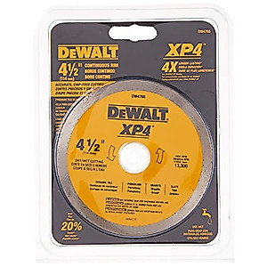 DEWALT Diamond Blade for Porcelain Tile, Wet/Dry, 4-1/2-Inch (DW4765) , Yellow