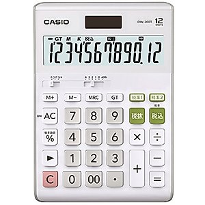 Casio Standard calculator W tax rate setting and tax calculation desk type 12-digit DW-200T-N White