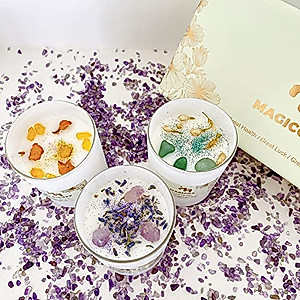 Scented Candles, Luxury Candles Gift Set of 3pcs Candles with Crystals Inside, Candle Sets, Candle giftbox for You and Your Families & Friends