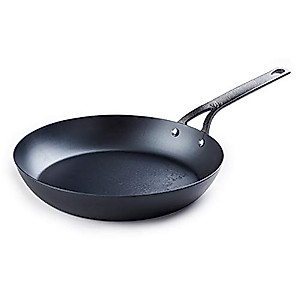 BK Pre-Seasoned Black Steel Carbon Steel Induction Compatible 12" Frying Pan Skillet, Oven and Broiler Safe to 660F, Durable and Professional, Black