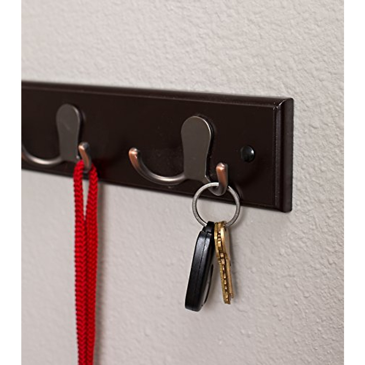 BIRDROCK HOME Dual Hook Coat and Hat Rack - 6 Dual Hooks - 27 Inches - Wall Mount - Decorative Home Storage - Entryway Foyer Hallway Bathroom Bedroom Rail - Oil Rubbed Bronze Hooks - Dark Brown Pine