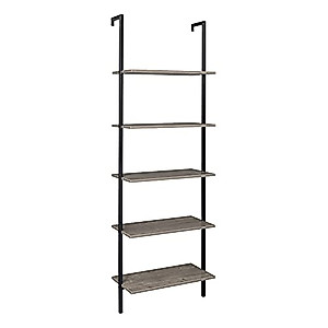 ANTSKU 5 Tier Wall Mounted Ladder Shelf, Ladder Bookshelf with Metal Frame and Wood Shelf, Modern Learning Bookcase for Living Room, Bedroom, Office (23.6" W x 11.8" D x 70.8" H, Antique Gray)