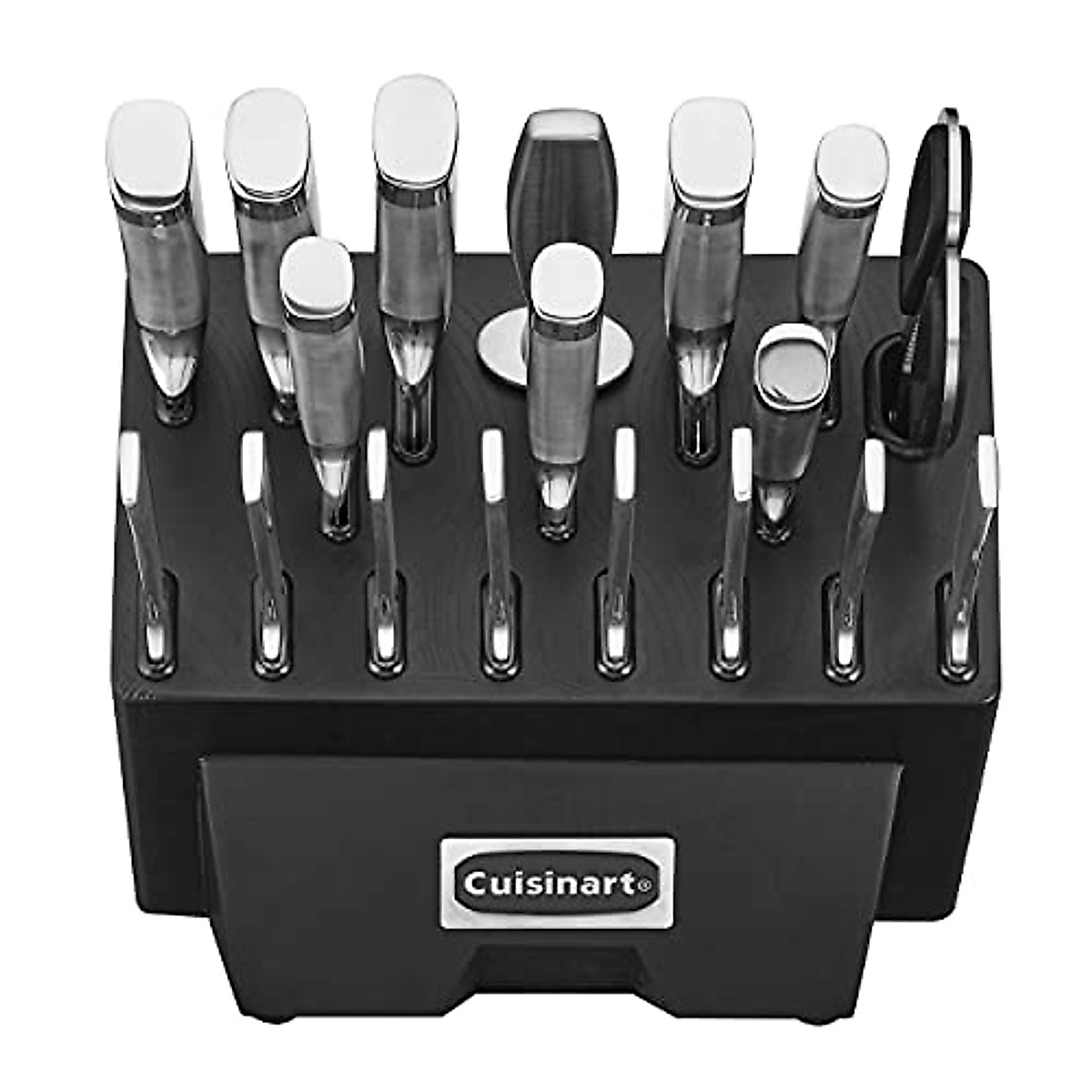Cuisinart C77SS-19P Normandy 19 Piece Cutlery Block Set, Stainless Steel Ashwood Black