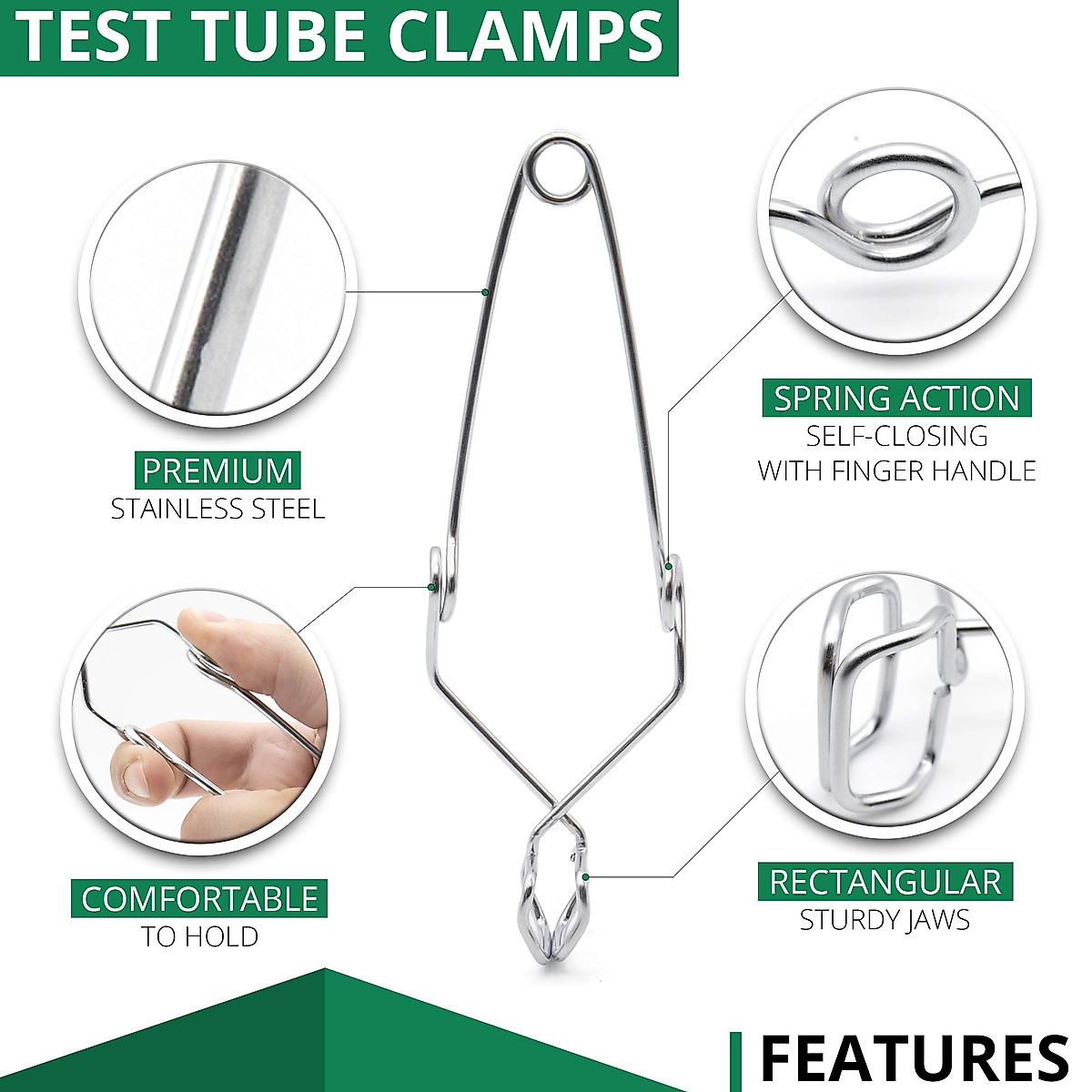 Scientific Labwares Essential Lab Tools Starter Pack - Crucible Beaker Tongs Lab Spatula Scoop Spoon Test Tube Clamps Sterilizer Forceps Tweezers - Premium Quality