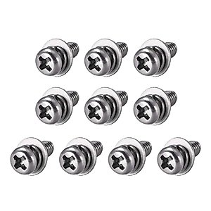 uxcell M4 x 8mm Stainless Steel Phillips Pan Head Machine Screws Bolts Combine with Spring Washer and Plain Washers 10pcs