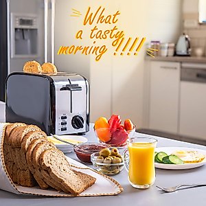 Moss & Stone 2 Slice Toaster, 1.5in Extra-Wide Slot Toaster For Bagel & Defrost with 5 Shade Settings, Bread Toaster 2 Slice With Removable Crumb Tray (black toaster)