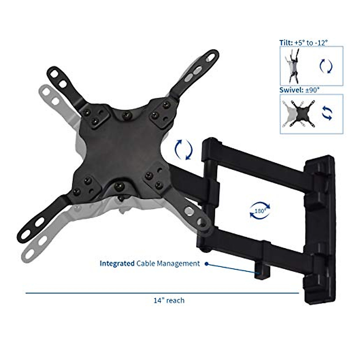 VIVO TV Wall Mount for 13 to 42 inch LCD LED Plasma Screens, Fully Articulating VESA Stand Bracket, MOUNT-VW01