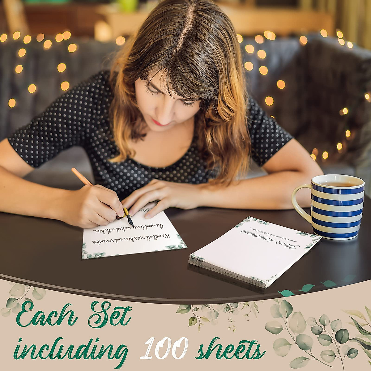 Jetec 100 Pack Thank You Cards with Envelopes Stickers Bulk Greeting Watercolor Cards for Family Loved Ones Wishes Holiday Celebration(Funeral)