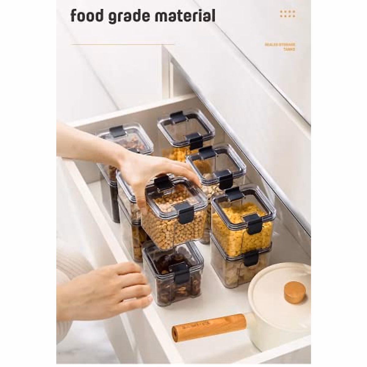 6 Pieces BPA free Airtight Food Storage Containers - Plastic Set Storage Box With Labels, Clear Food Storage Set for Snacks, Cereal, Flour, Sugar, Snacks (KTN-001)