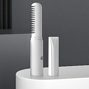 Hair Straightener Hair Curling Comb Portable Cordless Curling Iron Mini Professional for Home Curling Dry Hair Straightening, White