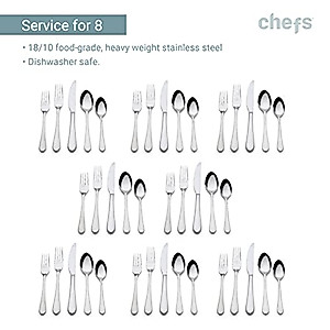 Chefs 18/10 Stainless Steel 44pc Flatware Set, Service for 8, Mesa Satin