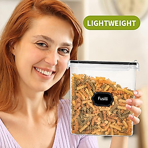 Skroam Cereal Containers Storage of 6 [4L/135.2 oz], Airtight Food Storage Containers with Pour Spout for Kitchen & Pantry Organization Storage, Plastic Cereal Dispensers, Measuring Cup & 20 Labels