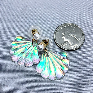 1 Pair Color Change Pearls Sea Shell Stud Earrings Beach Jewelry Gifts for Women for Halloween Party