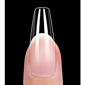 Yevyo 500 Pcs Clear Gel X Nail Tips Coffin Nail Tips False Nail Tips, Acrylic Fake Nail Soft Medium Coffin Shape Nail Extension Tips Extra Long Nail Tips Full Cover Nail Tips for Nail Arts DIY Home