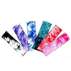 12 Pack Cotton Headbands by Teemico - Tie Dye Headbands Cotton Stretch Headbands Elastic Yoga Hairband for Teens Girls Women Exercise Running Sports Hair Wrap Accessories