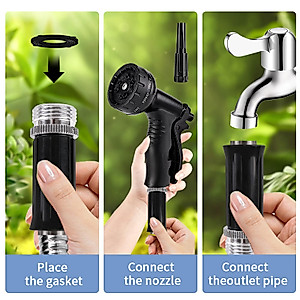 CUHBIV Metal Garden Hose 50FT,Stainless Steel Metal Hose with 10 Function Nozzle, Heavy Duty Collapsible Water Hose with Hose Holder,Kink Free & Tangle Free Flexible Garden Hoses for Outdoor