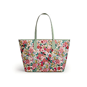 RIFLE PAPER CO. Everyday Tote Bag | for Beach, Gym, Travel and More, Shoulder Bag for Women, Adjustable Snap Tab Closure, 8" Interior Slip Pocket (19" L × 6" W × 12" H), Garden Party