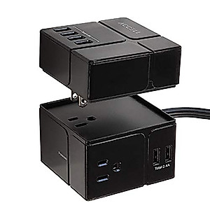 Accell Power Cube - Surge Protector and USB Wall tap Power 2-in-1 Combo, 3 Protected AC outlets, 6 USB-A Ports, 6ft Cord, Black, 540J, UL Certified