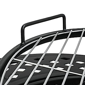 MoNiBloom 38" Wood Burning Fire Pit Metal Backyard Patio Round Table Outdoor Heating and Cooking Grill Rack Grate for Garden Picnic Camping Bonfire, Black