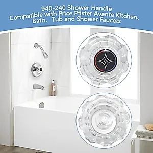 Price Pfister Old Style Avante Series Shower Faucet Handle Replacement - Compatible with 940-240, Clear Acrylic Single Handle Tub Faucet Knob