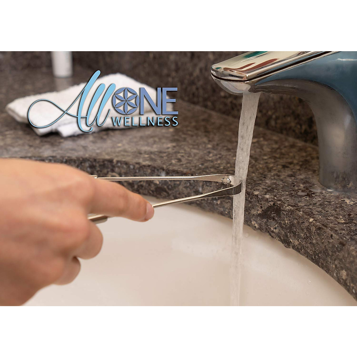 Tongue Cleaner By AllOne Wellness Stainless Steel Tongue Scraper/w Handle