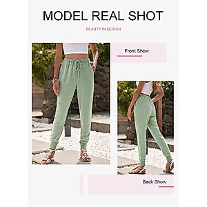 Dokotoo Womens Solid Casual Loose Drawstring Tie Elastic Waist Jogging Jogger Hiking Cargo Pants Sweatpants for Women with Side Back Pockets Grey XL