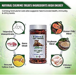 HYPOCBD Seafood Mix Cat Calming Treats for Anxiety | Tasty Chews for Cat Composure | Relaxing Aid for Stressed Cats | Hemp Oil Calming Pet Treats - 200mg 8oz