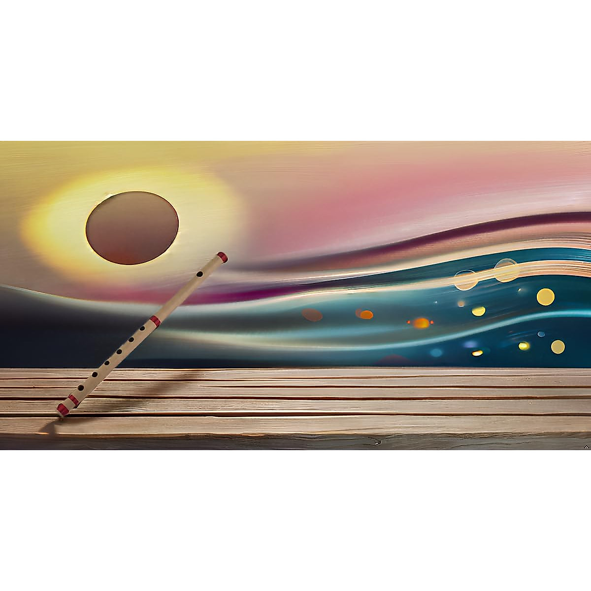 17 Inch Authentic Indian Wooden Bamboo Flute in 'A' Key Fipple Woodwind Musical Instrument Recorder Traditional Bansuri Handcrafted Novelty Decoratives & Collectibles