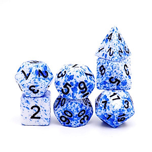 Haxtec DND Dice Set 7PCS Blue Speckled Polyhedral D&D Dice for TTRPG Dungeons and Dragons-Blue Blood