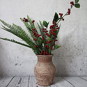 DWQ Vase Handmade Vintage Vase Ceramic Flower Vase 11.8in/30cm, Old Clay Pottery Flower Arrangement Container for Living Room Garden Home Ornaments