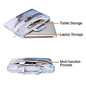 MOSISO Laptop Shoulder Bag Compatible with MacBook Air 15 inch M2 A2941 2023/Pro 16 2023-2019 M2 A2780 M1 A2485 A2141/Pro 15 A1398, 15-15.6 inch Notebook, Messenger Bag with Belt Marble MO-MBH289