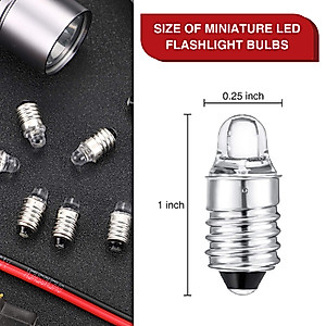 Honoson 10 Pieces E10 LED Bulbs 3 Volt Miniature Flashlight Bulbs E10 Replacement Bulbs Mini Lamps Cool White